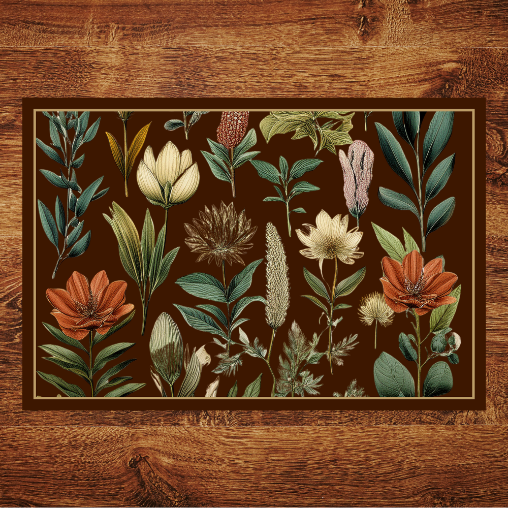 Fall Botanical Area Rug - Dark Chocolate Brown | Soft Nature-Inspired ...